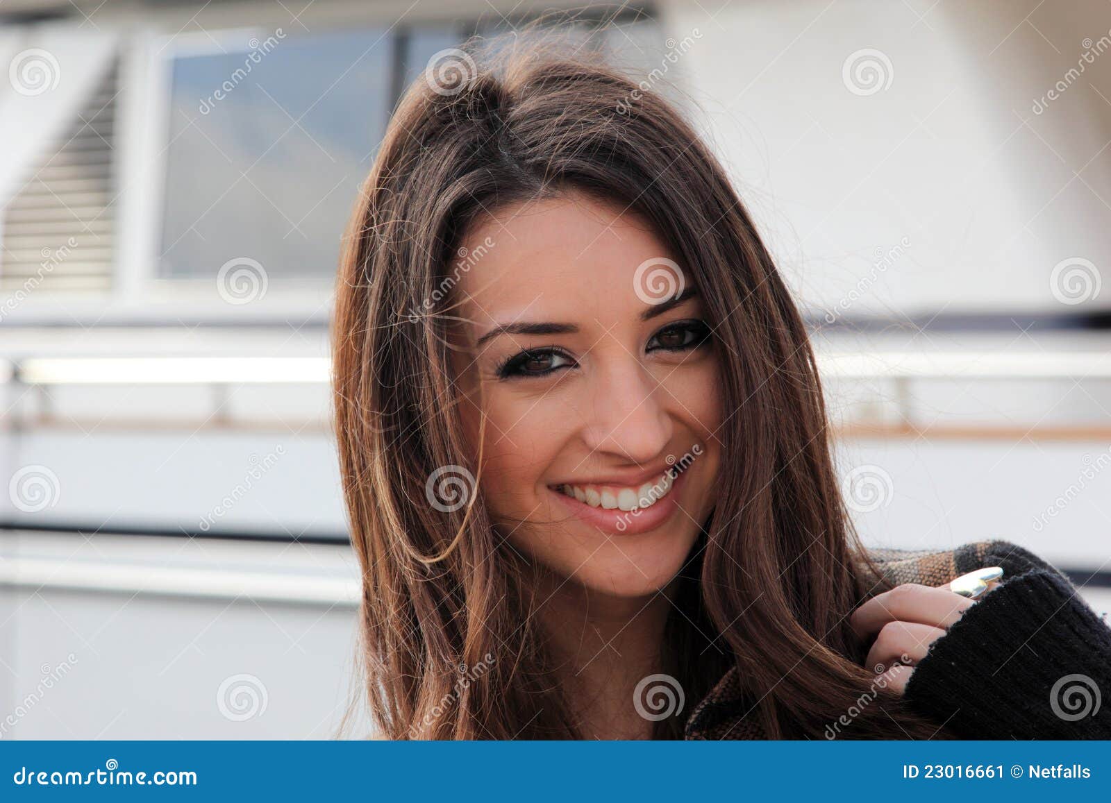 Young woman at the port stock image. Image of attractive - 23016661