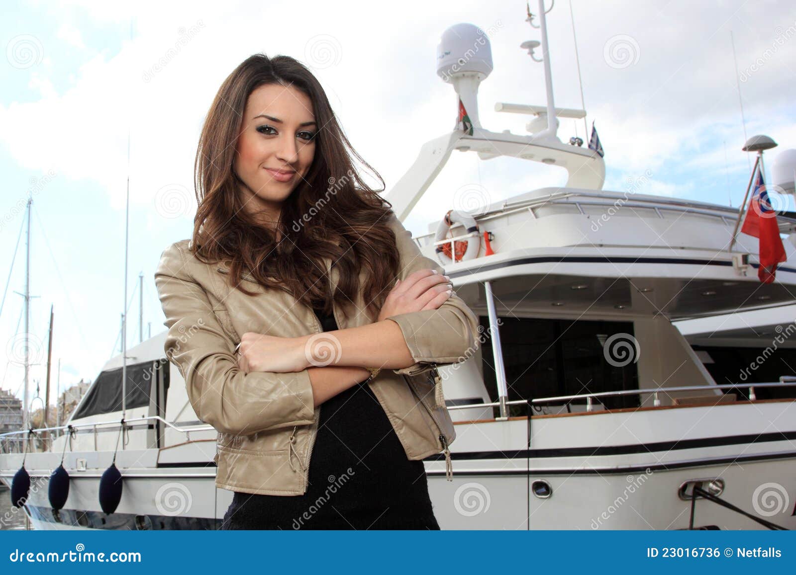Young woman at the port stock photo. Image of beauty - 23016736