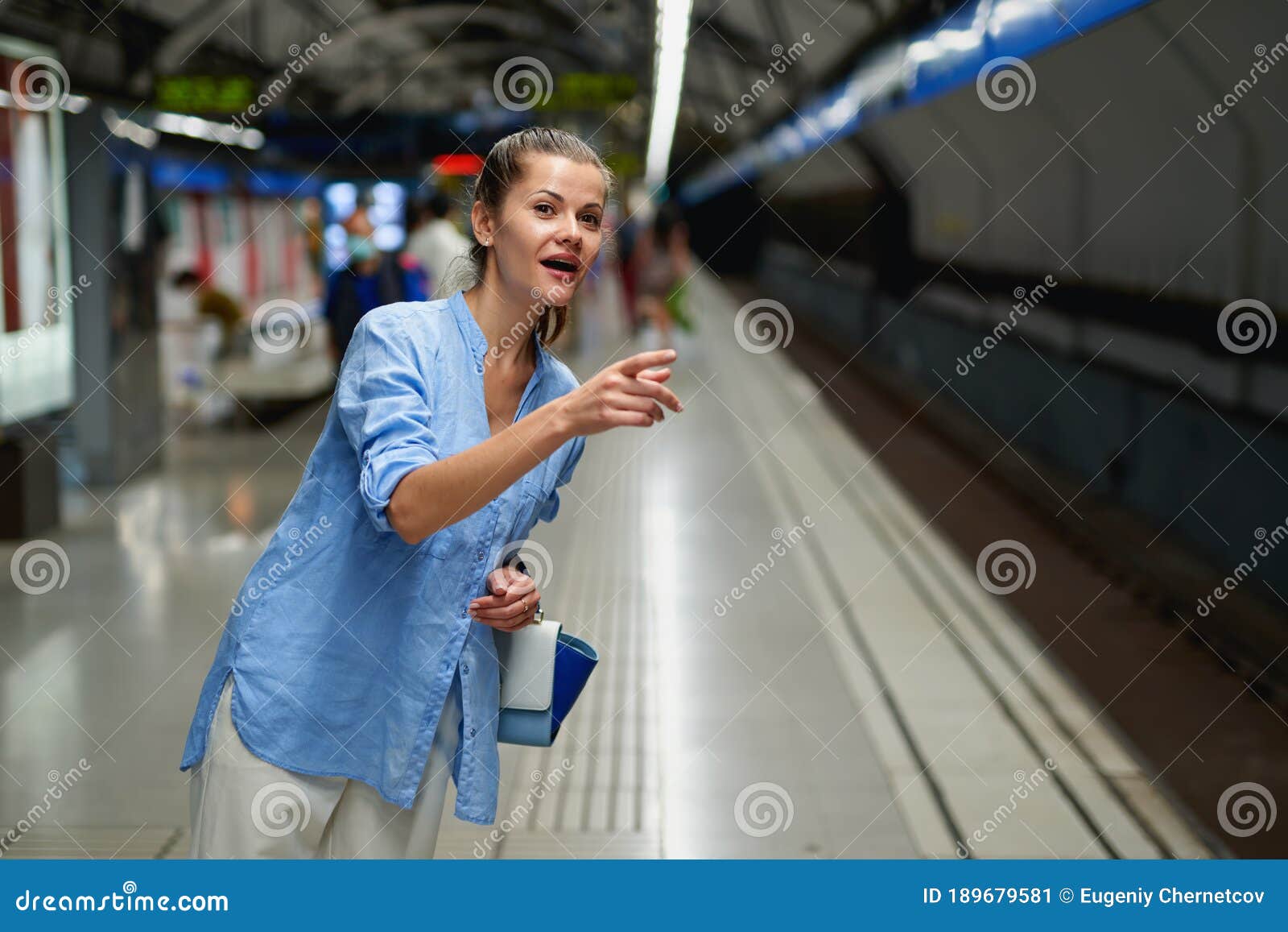 Young Woman Portrait Inside Metro Subway Stock Image - Image of ...