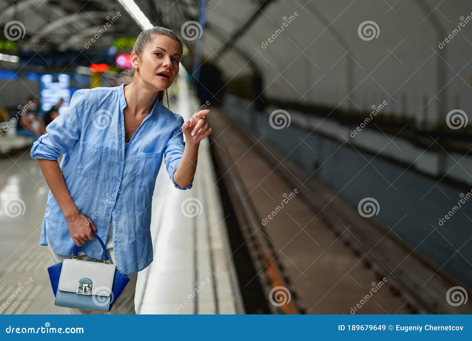 Young Woman Portrait Inside Metro Subway Stock Image - Image of train ...