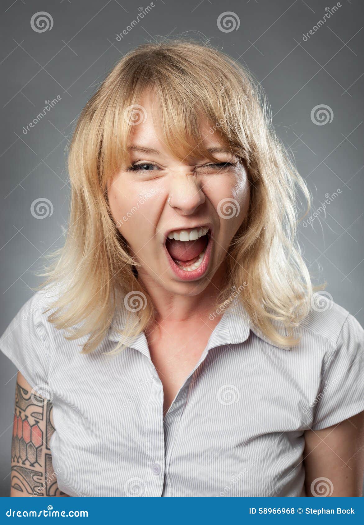 Young Woman Portrait, Shouting Stock Photo - Image of person, blondes ...