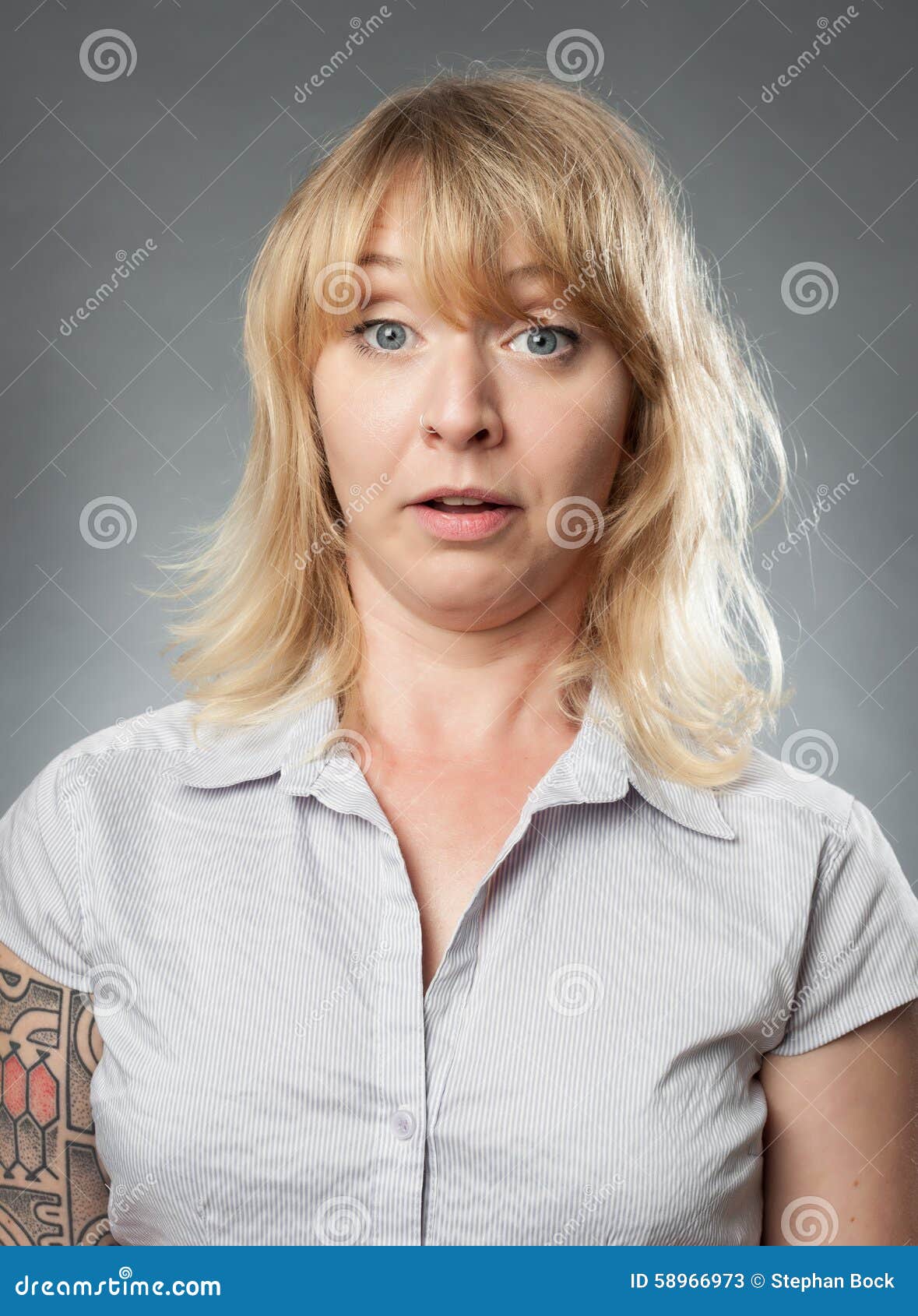 Young Woman Portrait, Surprised Expression Stock Image - Image of ...