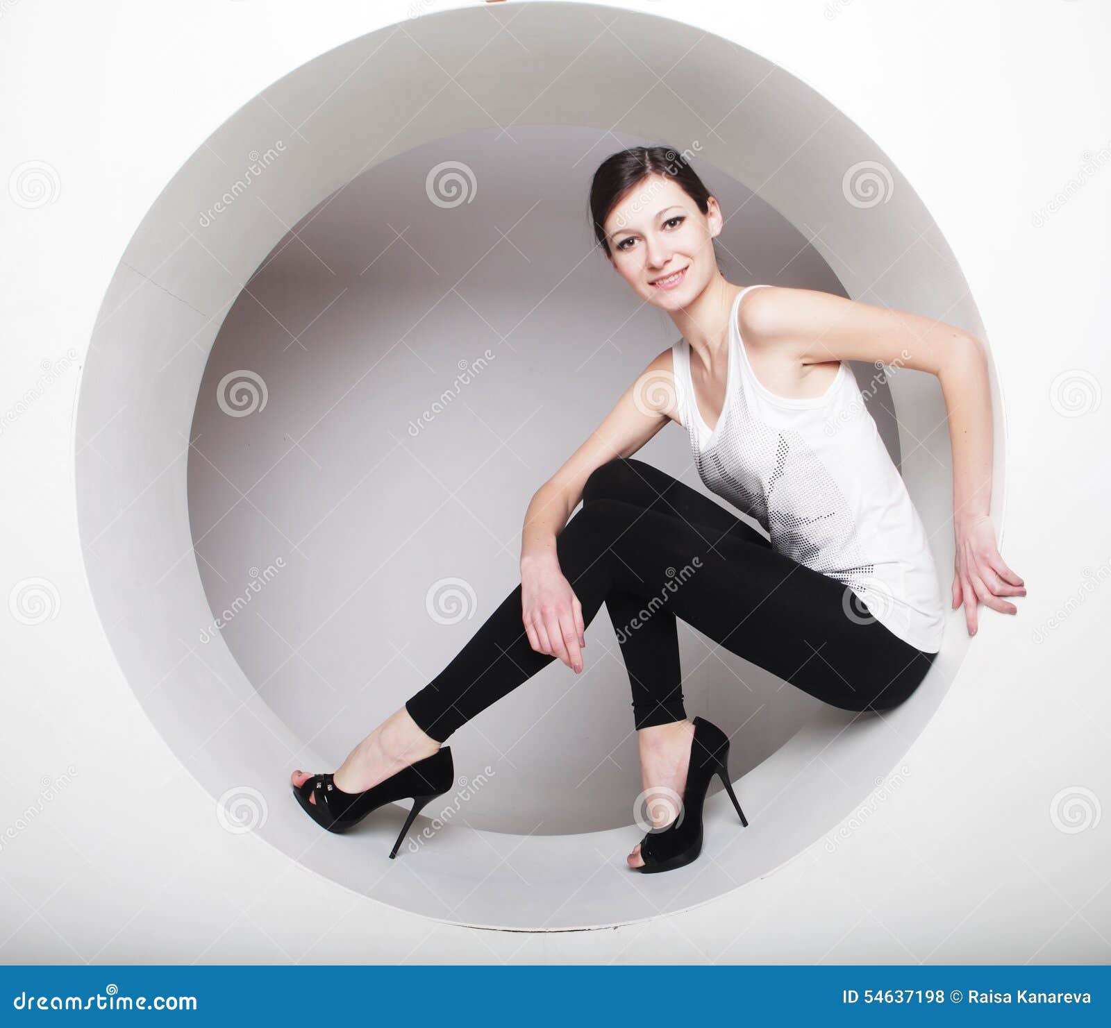 Young Woman Posing in a Circle Stock Photo - Image of glamour, figure ...