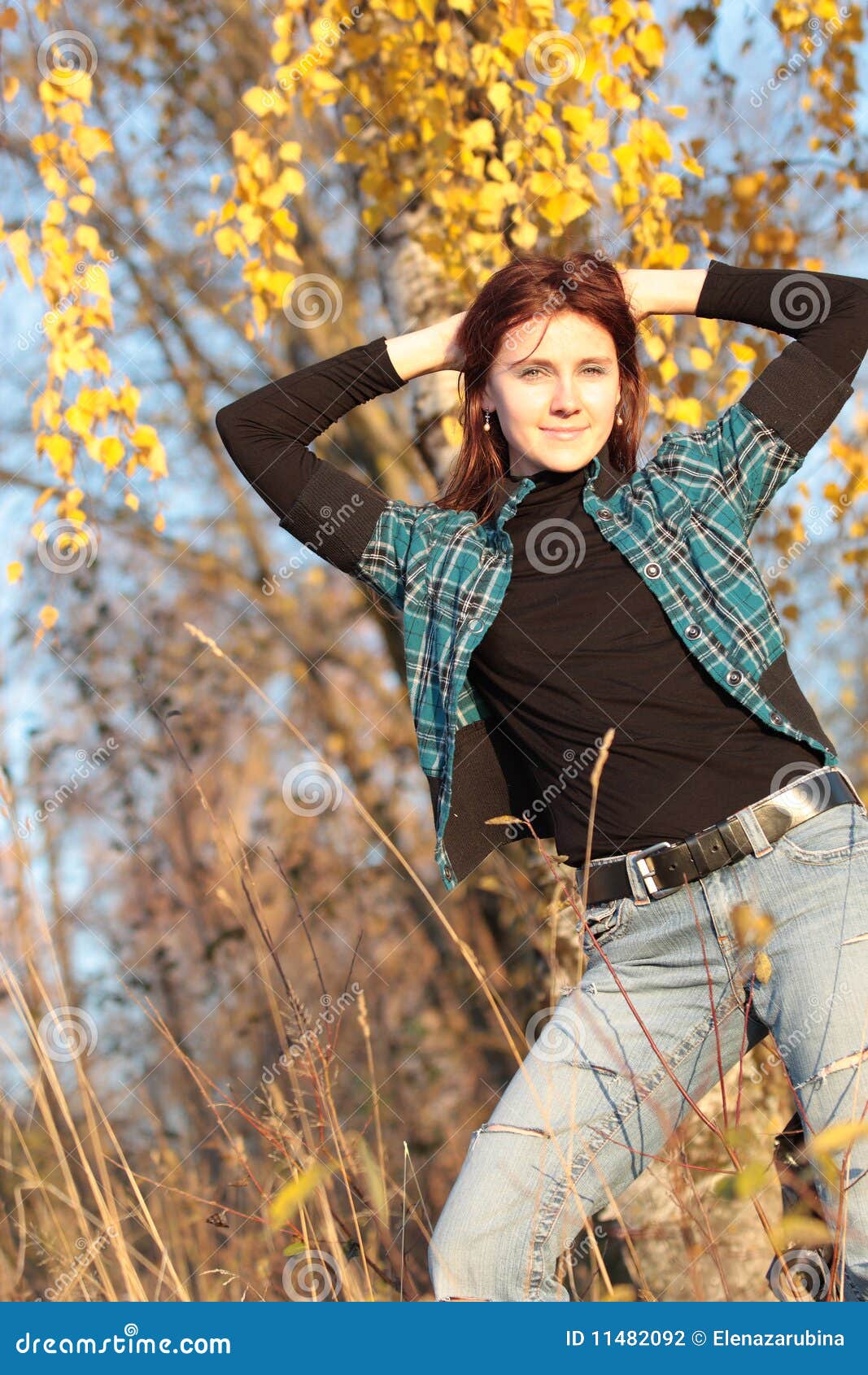 Young Woman Posing in the Fall Stock Photo - Image of messy, pretty ...