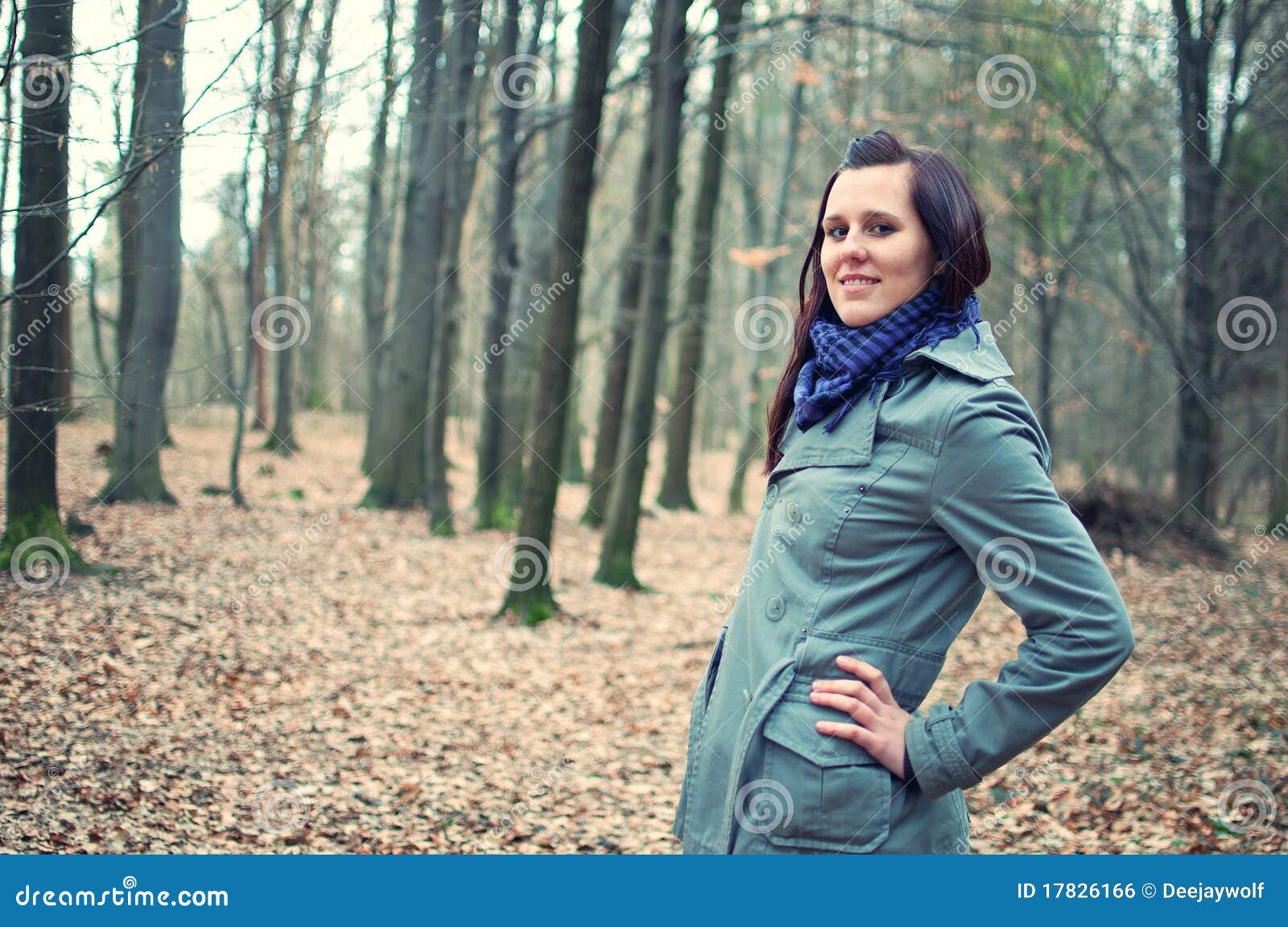 Young Woman Posing in the Forest Stock Photo - Image of leaf, alone ...