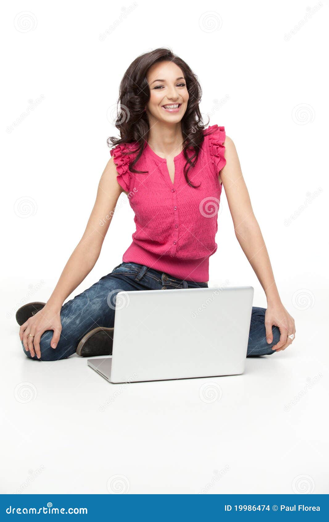 Young Woman Posing with Laptop Stock Photo - Image of fresh, happy ...