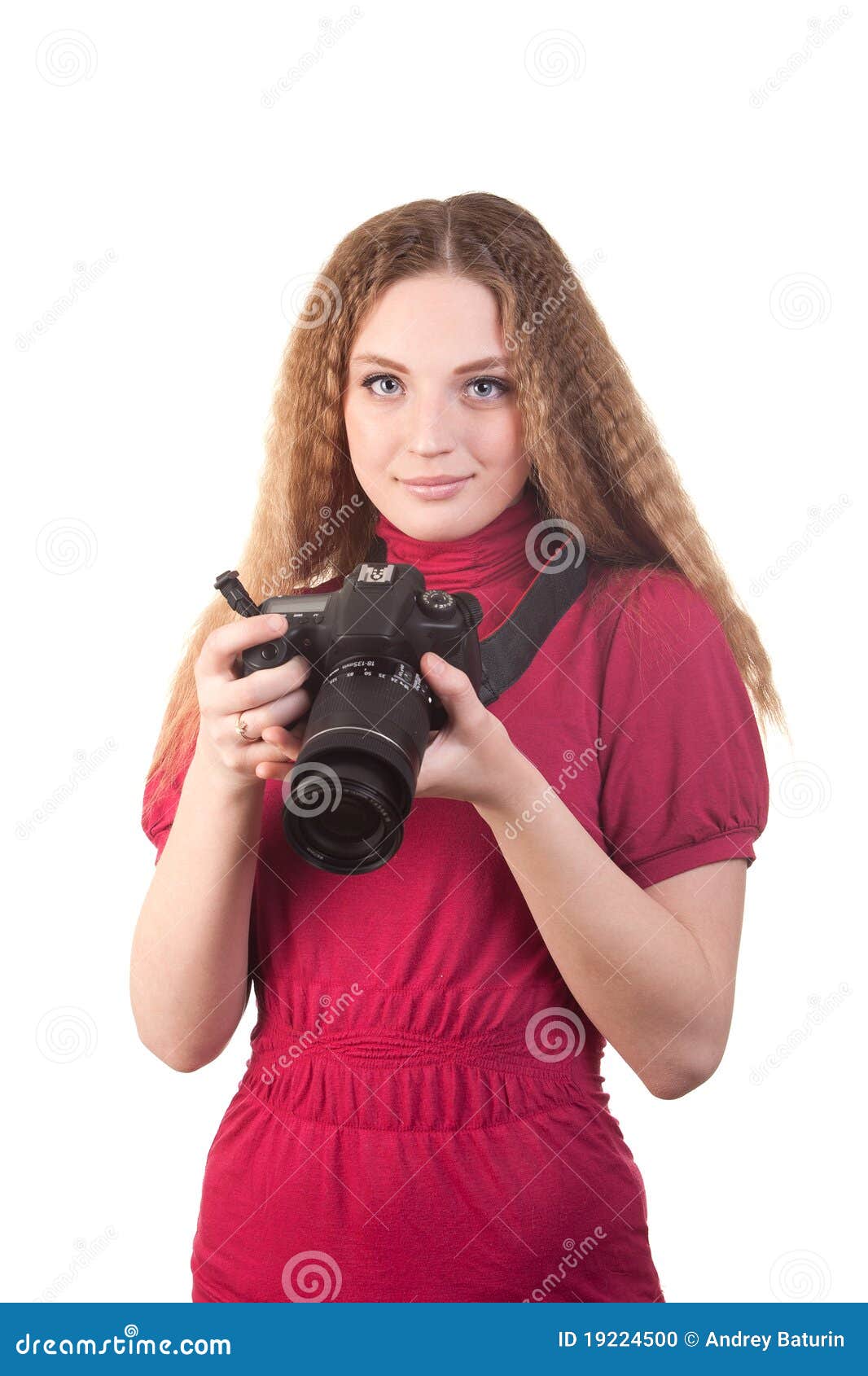 Young Woman Posing with Professional Photo Camera Stock Photo - Image ...