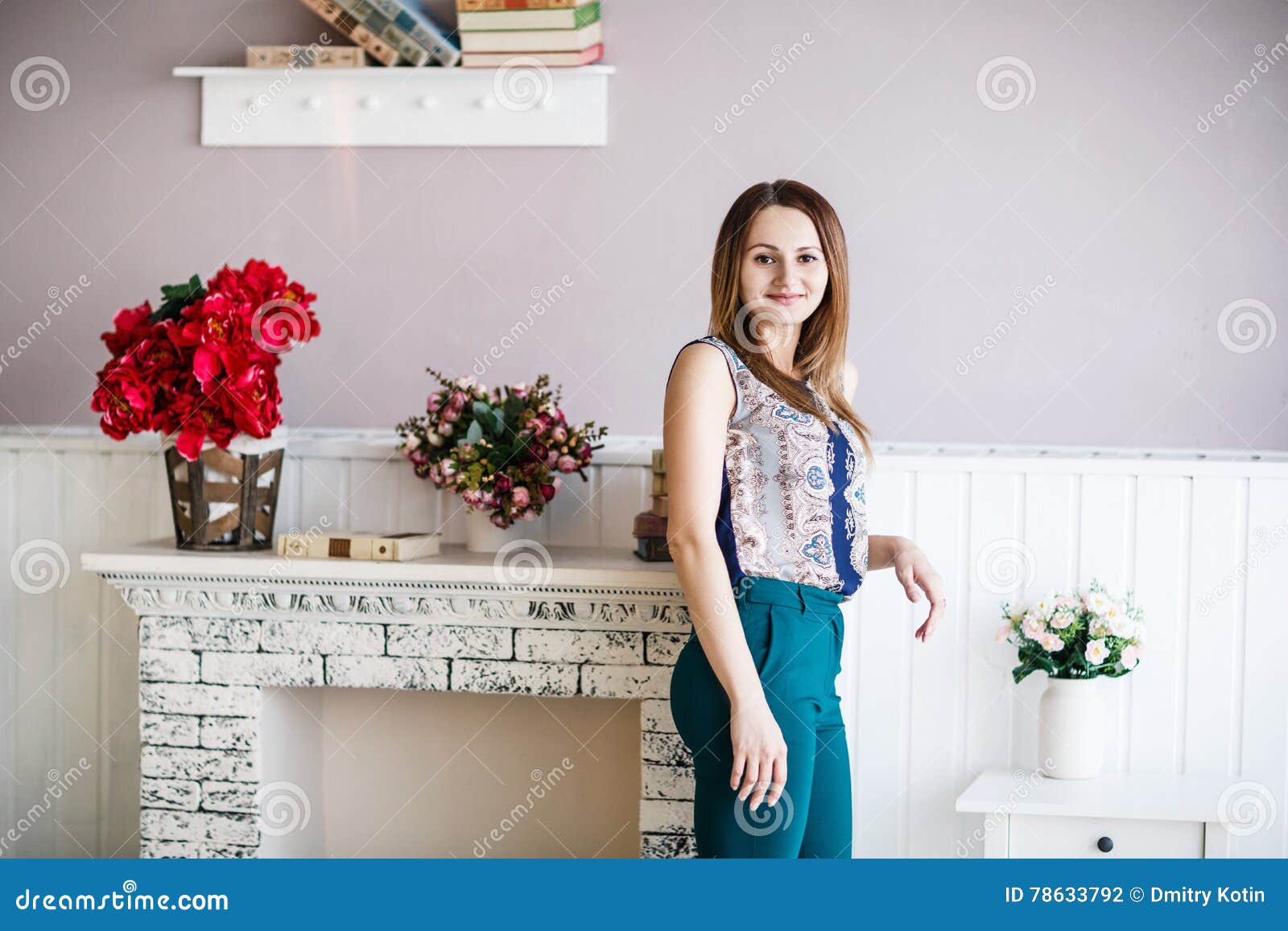 Young Woman Posing in the Room Stock Photo - Image of lovely, beauty ...