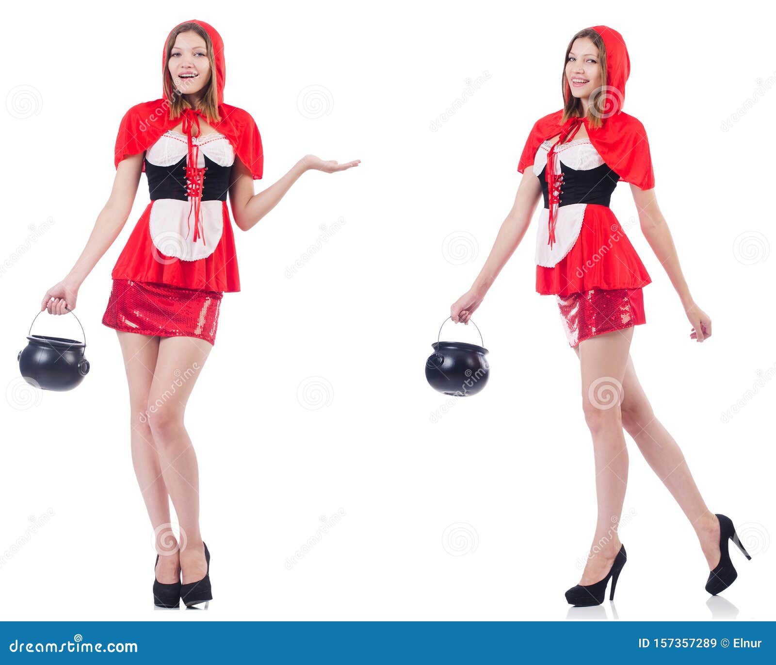 Young Woman with Pot Isolated on White Stock Image - Image of montage ...