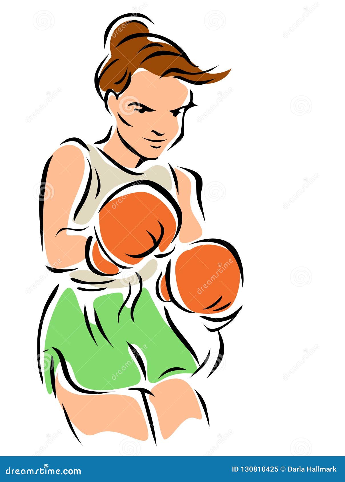 Young Woman Practicing Boxing Stock Vector - Illustration of practice ...