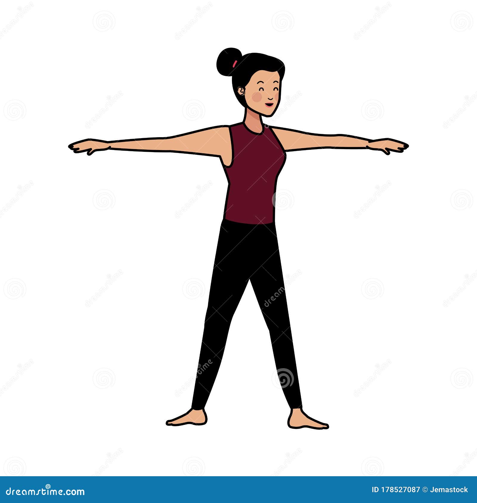 Young Woman Practicing Exercise Character Stock Vector - Illustration ...