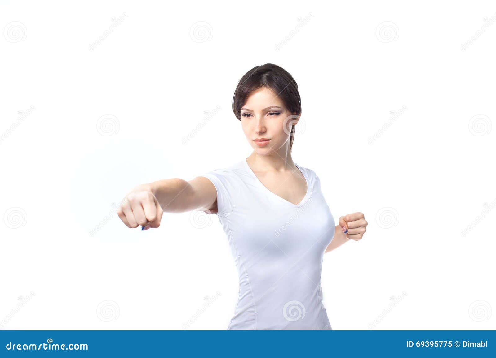 Young Woman Practicing Self Defense Stock Image - Image of fighter ...