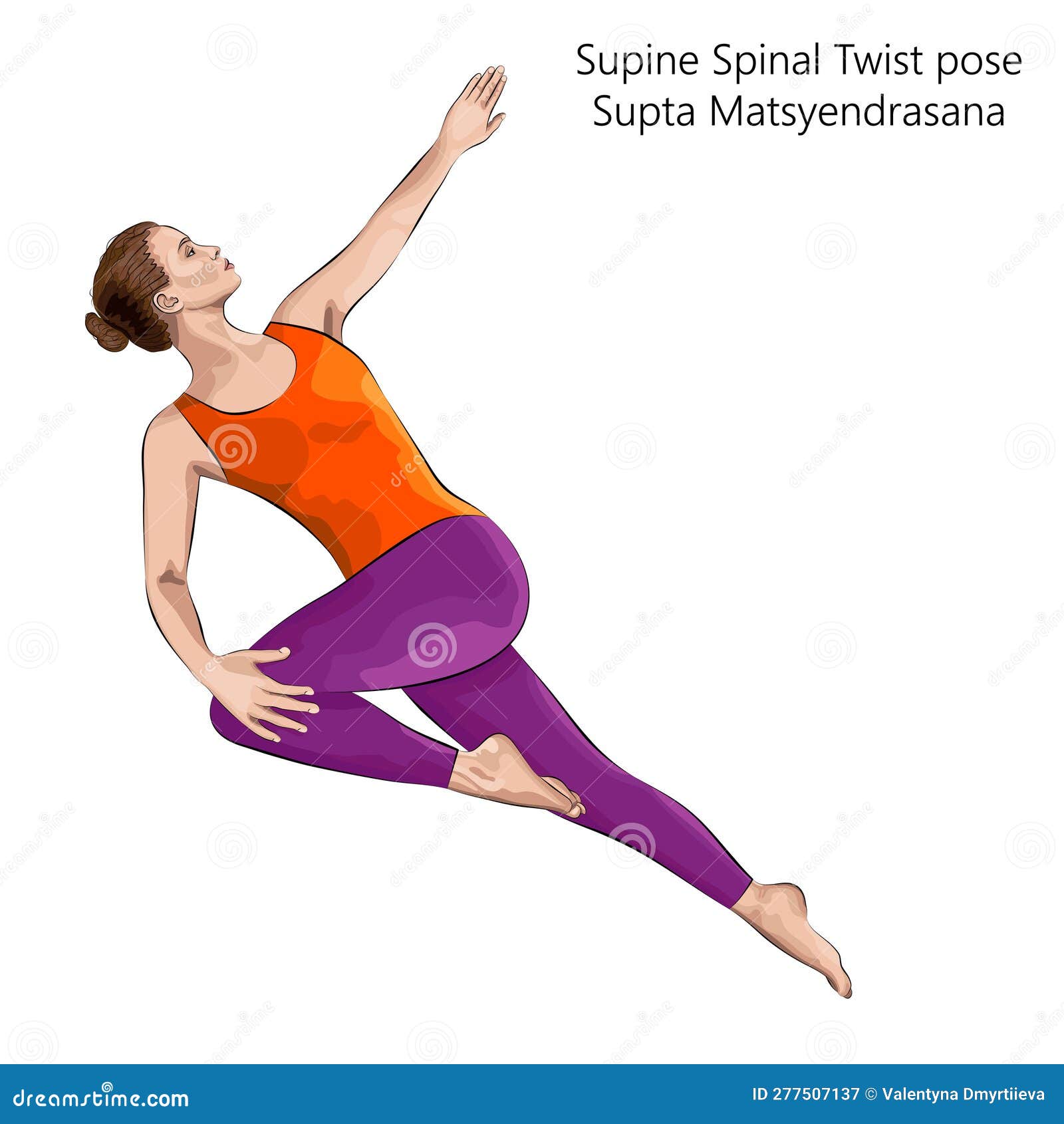 Supta Matsyendrasana. stock vector. Illustration of lifestyle - 277507137