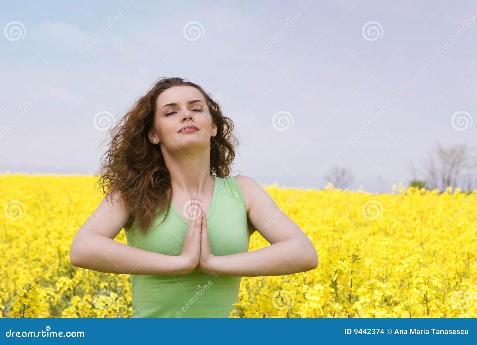 Young Woman Praying Outdoors Stock Photo - Image of girl, healthy: 9442374
