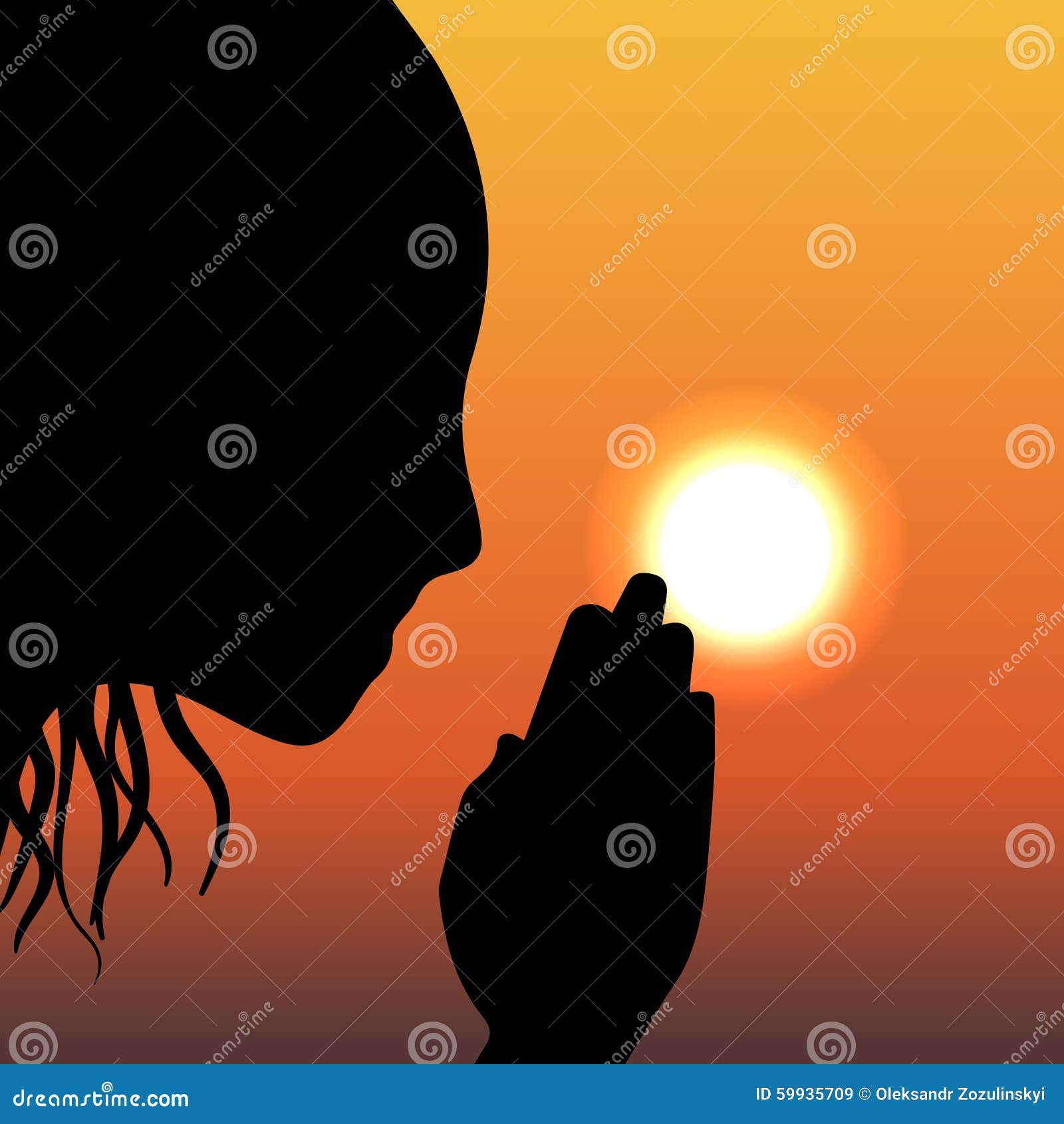 Young Woman Praying, Vector Stock Vector - Illustration of meditation ...