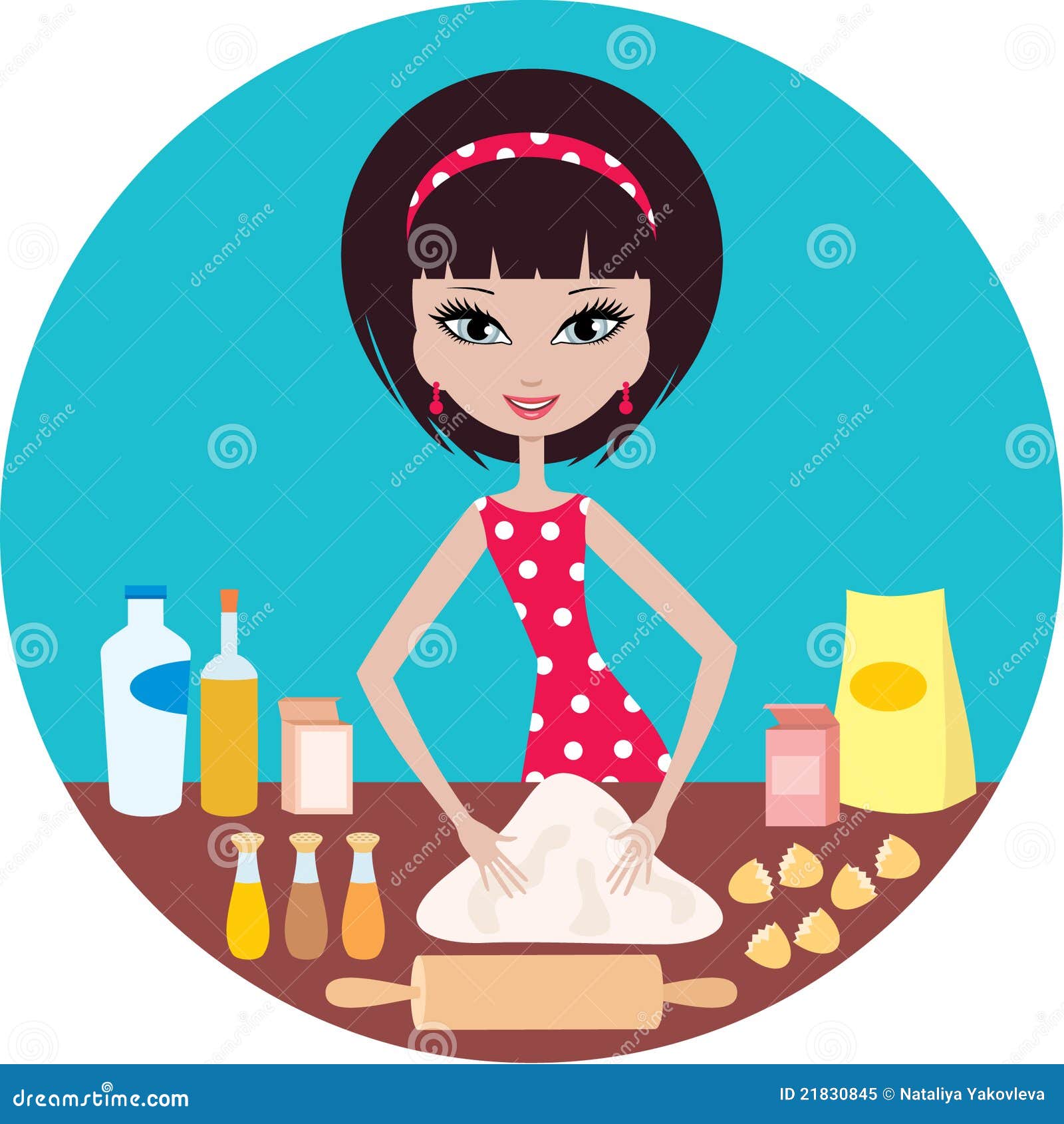 Young woman prepares dough stock vector. Illustration of bakery - 21830845