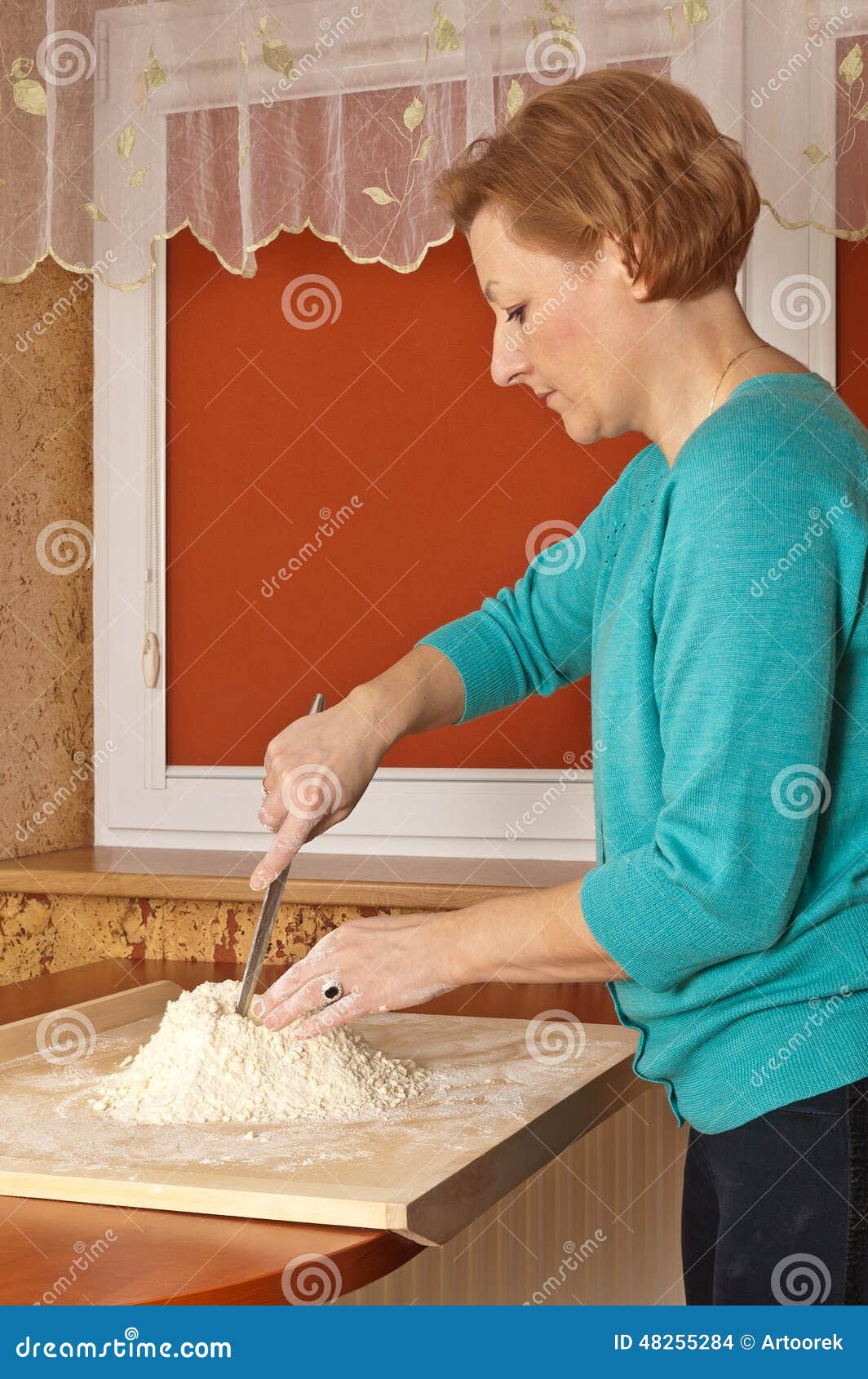 Young Woman Preparing Dough Stock Photo - Image of girl, mother: 48255284