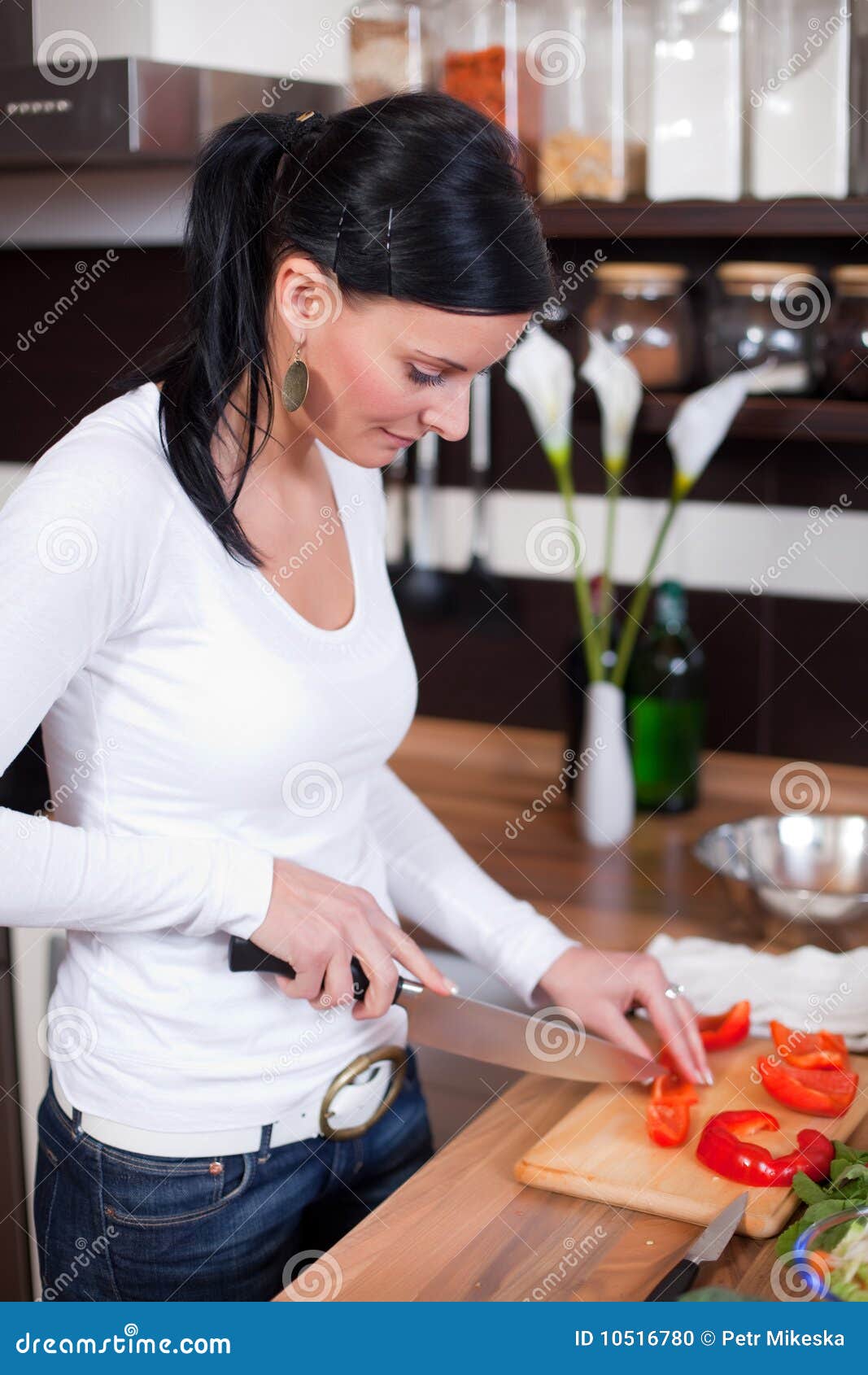 Young Woman Preparing Lunch Stock Photo - Image of diet, cheerful: 10516780