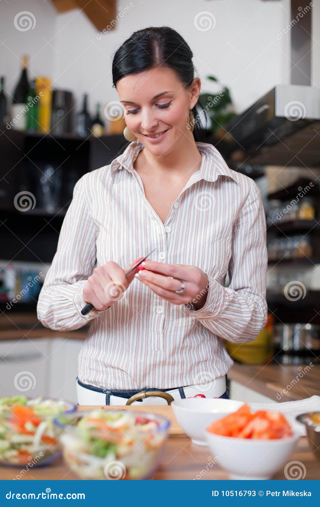 Young Woman Preparing Lunch Stock Image - Image of domestic, health ...
