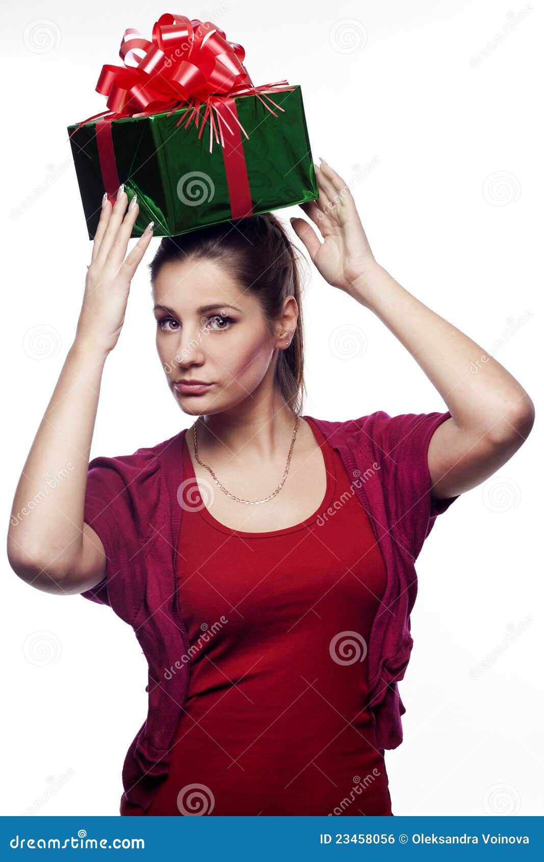 Young woman with present stock photo. Image of enjoying - 23458056