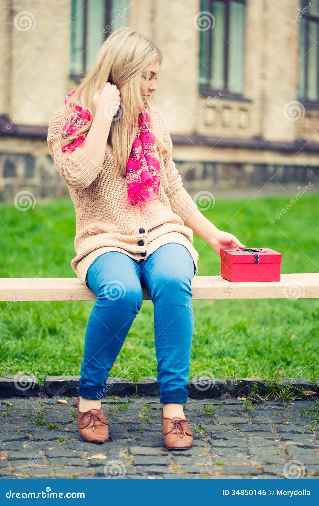 Young woman with present stock photo. Image of lifestyle - 34850146