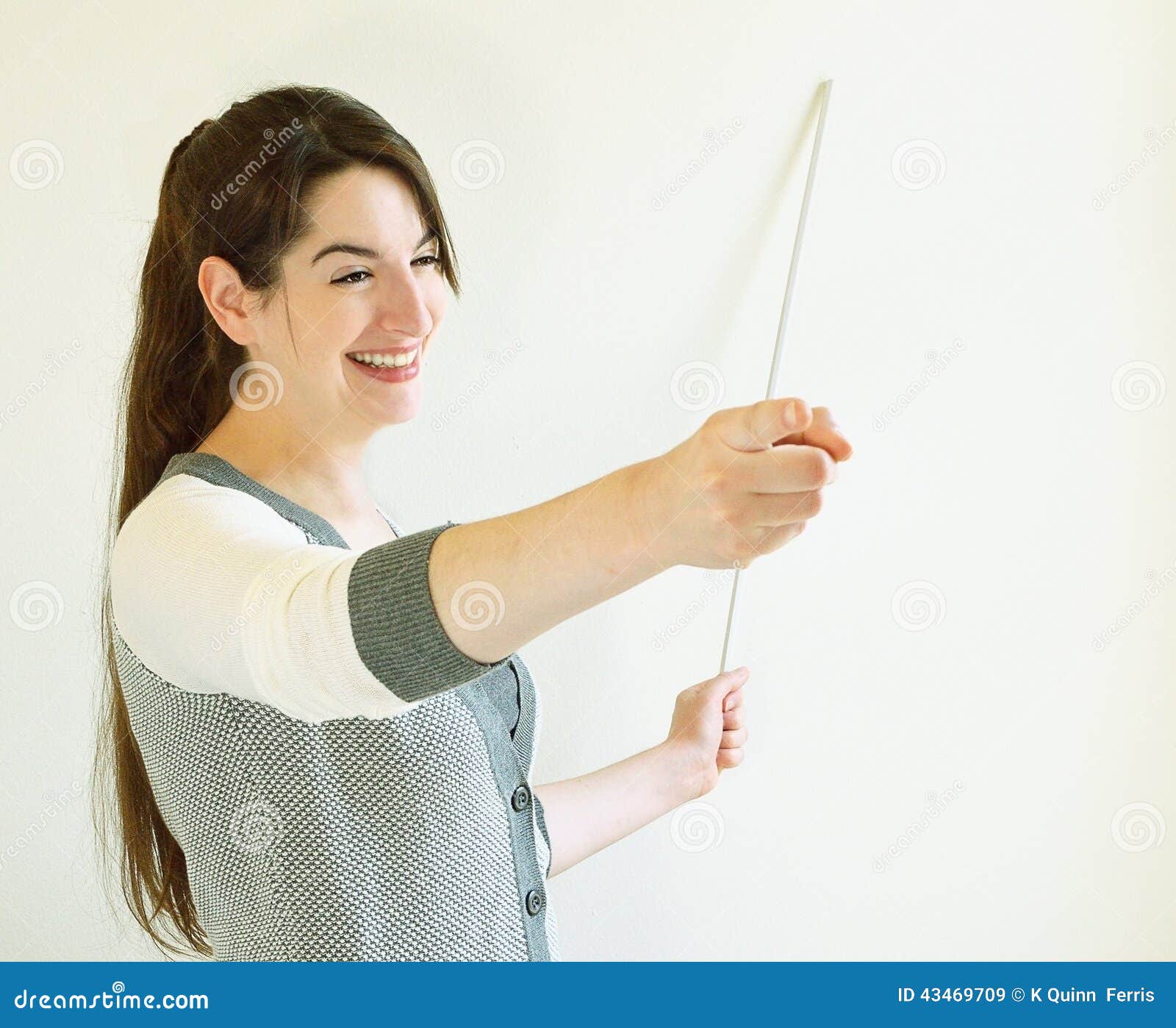 Young Woman Presenting Pointing Stock Image - Image of teacher, speaker ...