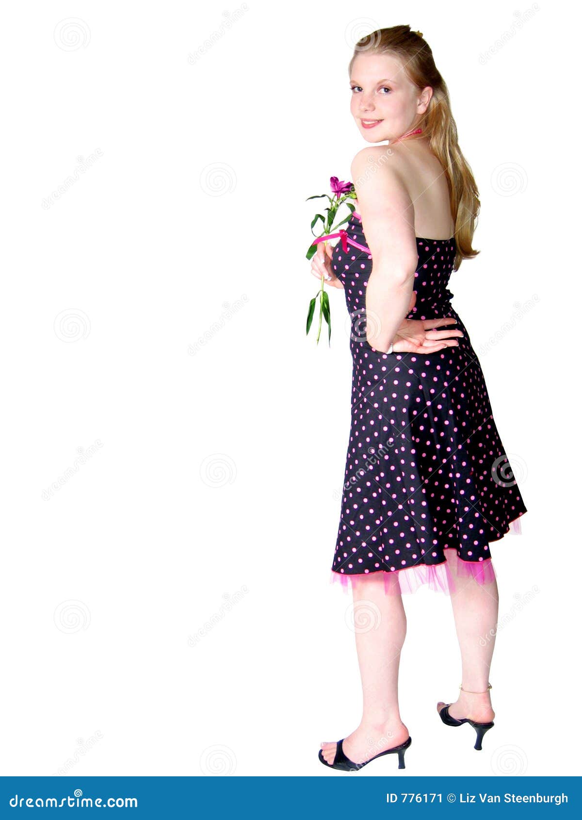 Young Woman in Pretty Dress Stock Image - Image of fancy, pink: 776171