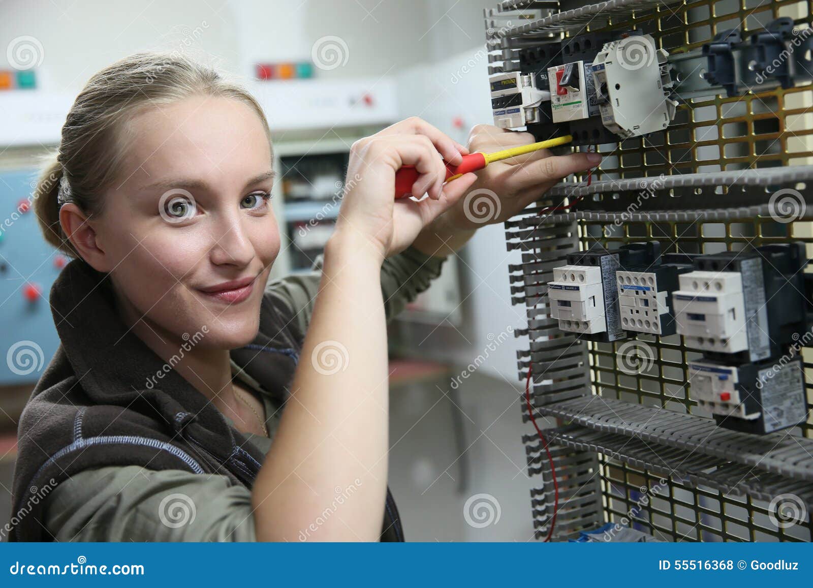 Young Woman in Professional Electronics Training Stock Photo - Image of ...