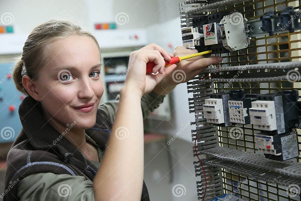 Young Woman in Professional Electronics Training Stock Photo - Image of ...