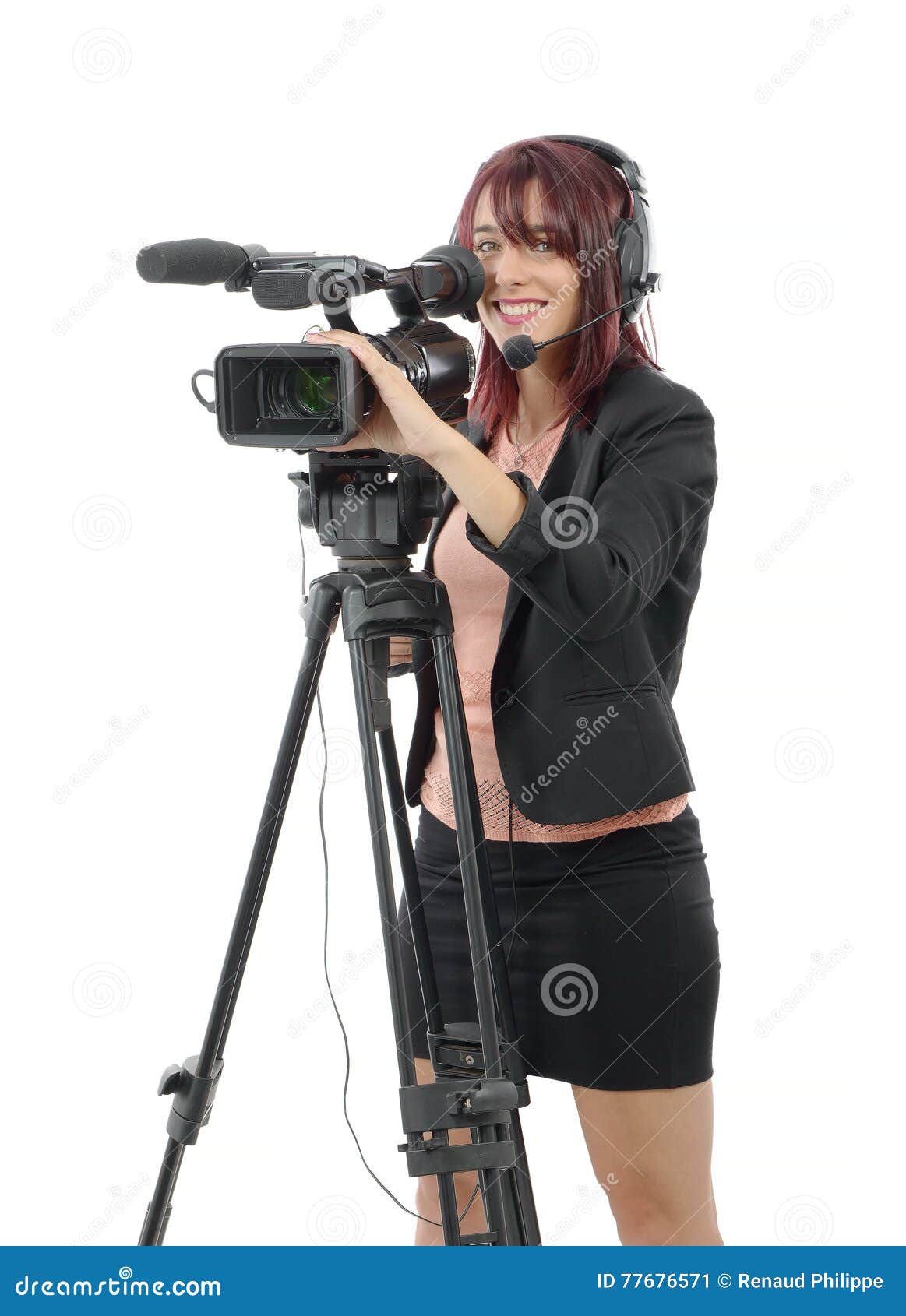 Young Woman with a Professional Video Camera Stock Image - Image of ...