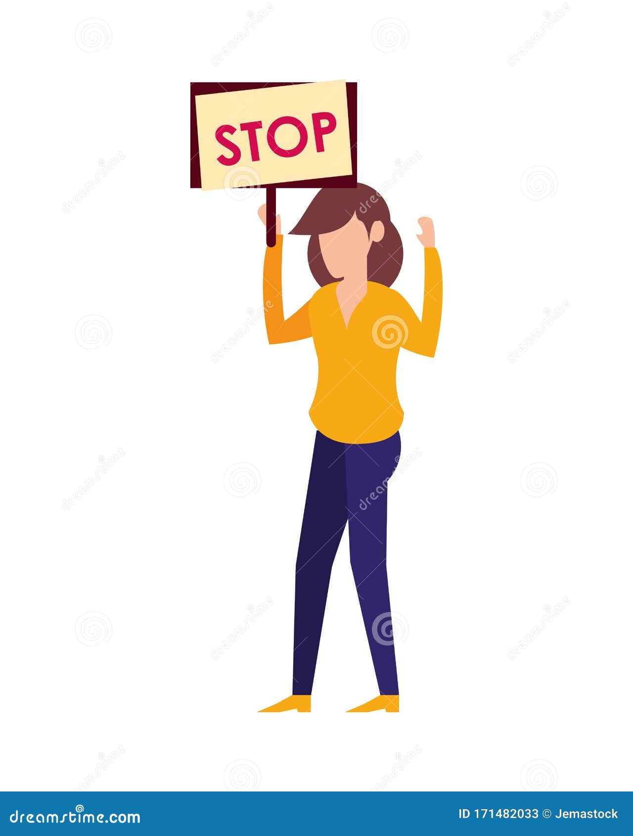 Woman Protesting With A Poster Cartoon Vector | CartoonDealer.com ...