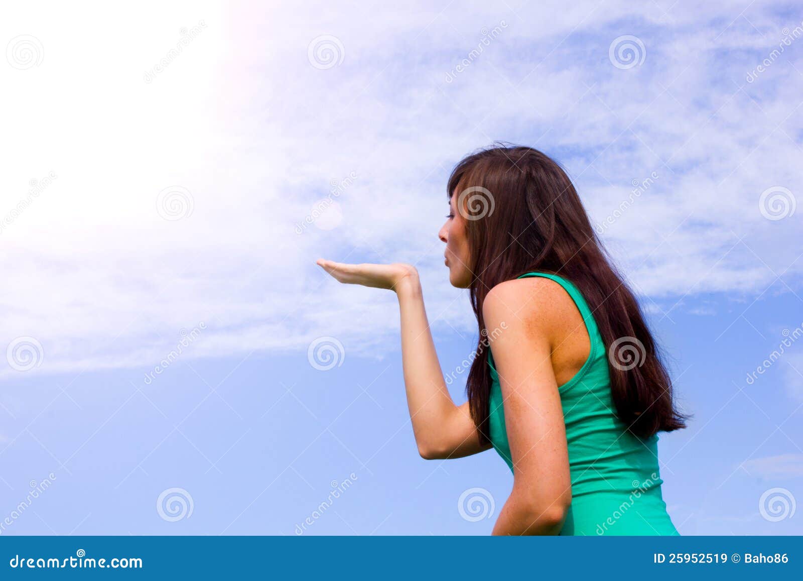 Young Woman Puff Something from the Hand Stock Image - Image of ...