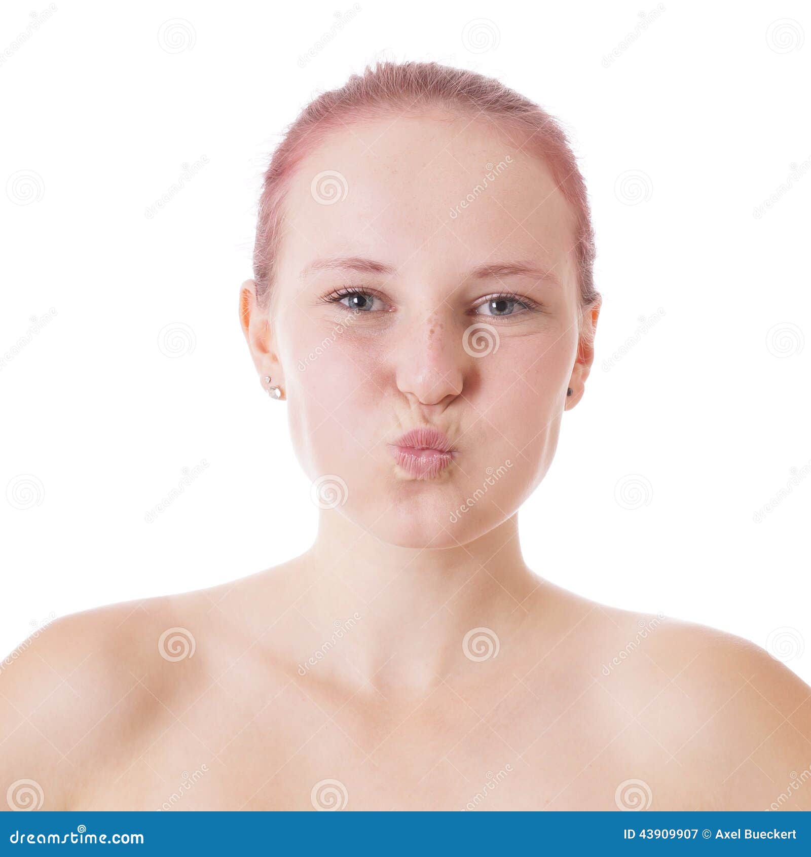 Young Woman with Puffed Cheeks Stock Image - Image of pout, funny: 43909907