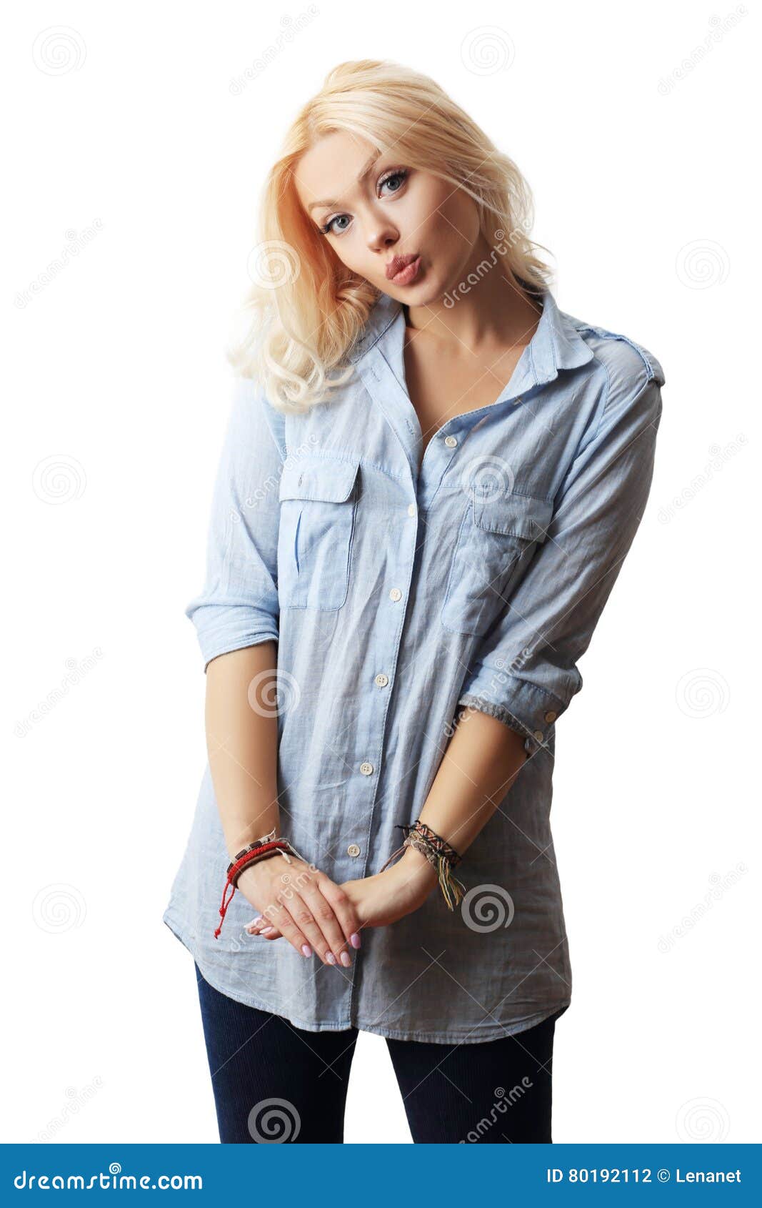 Young Woman Pursed Lips stock photo. Image of pretty - 80192112