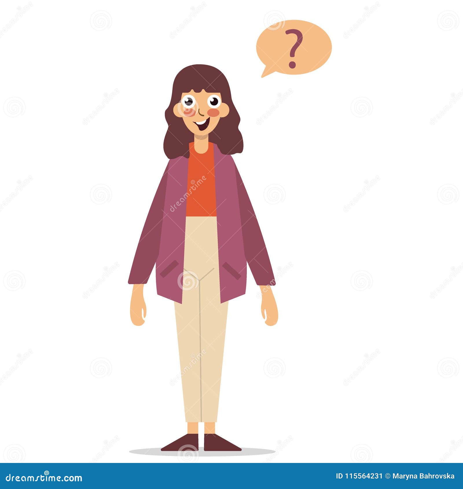 Young Woman with Question Marks Vector. Illustration Stock Vector ...