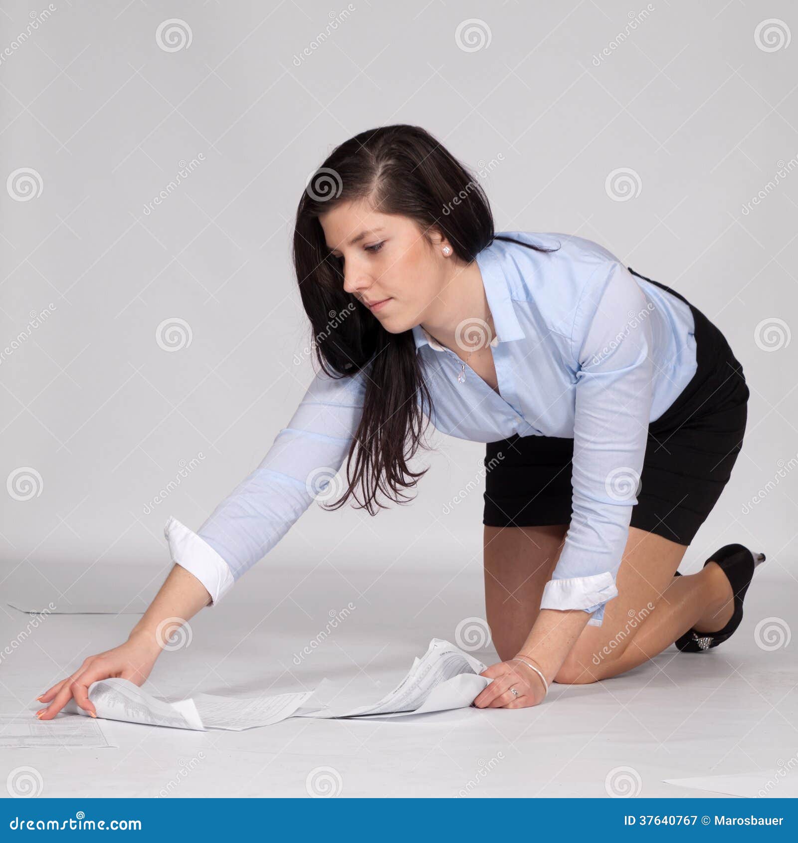 Young Woman Raised Fallen Documents Stock Image | CartoonDealer.com ...