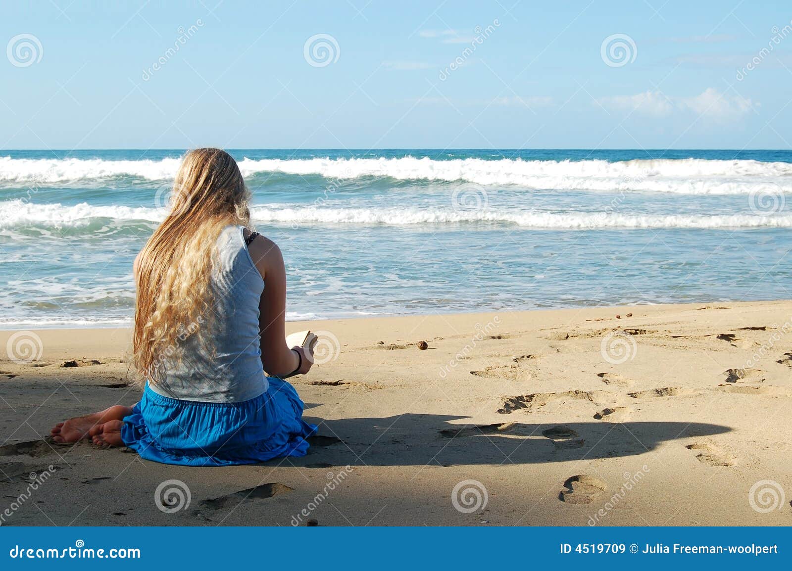 Young Woman Reading on Beach Stock Image - Image of literacy, beach ...