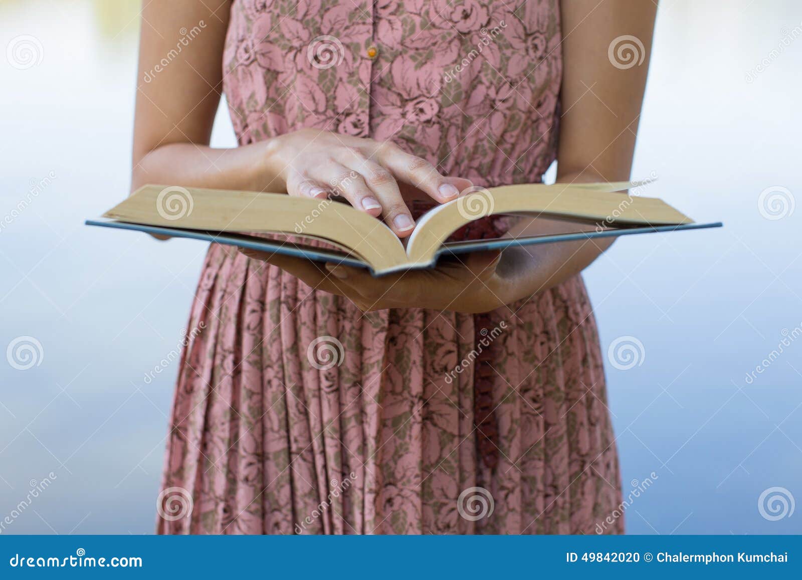 Young Woman Reading Bible in Natural Park Stock Photo - Image of ...