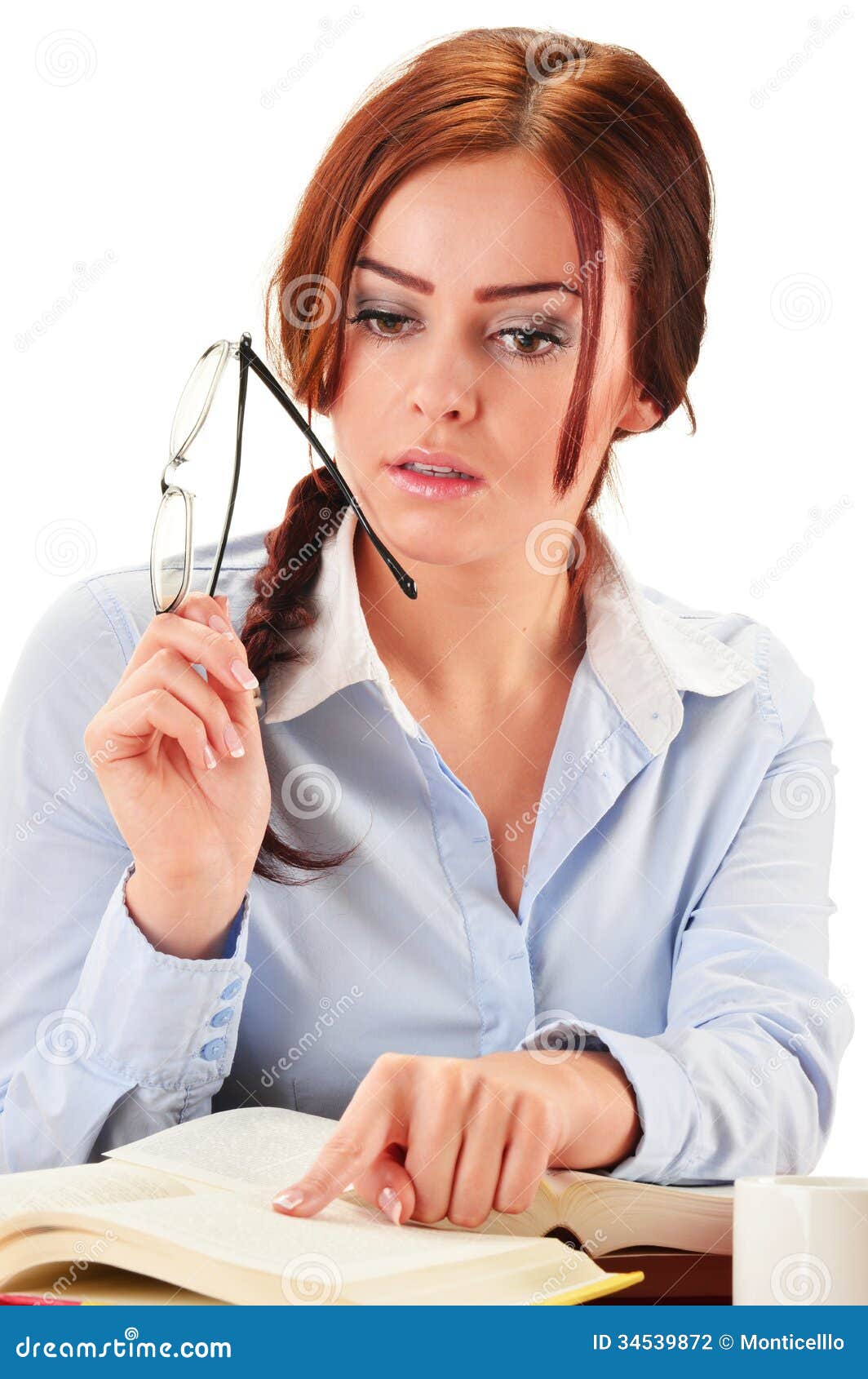 Young Woman Reading a Book. Female Student Learning Stock Photo - Image ...