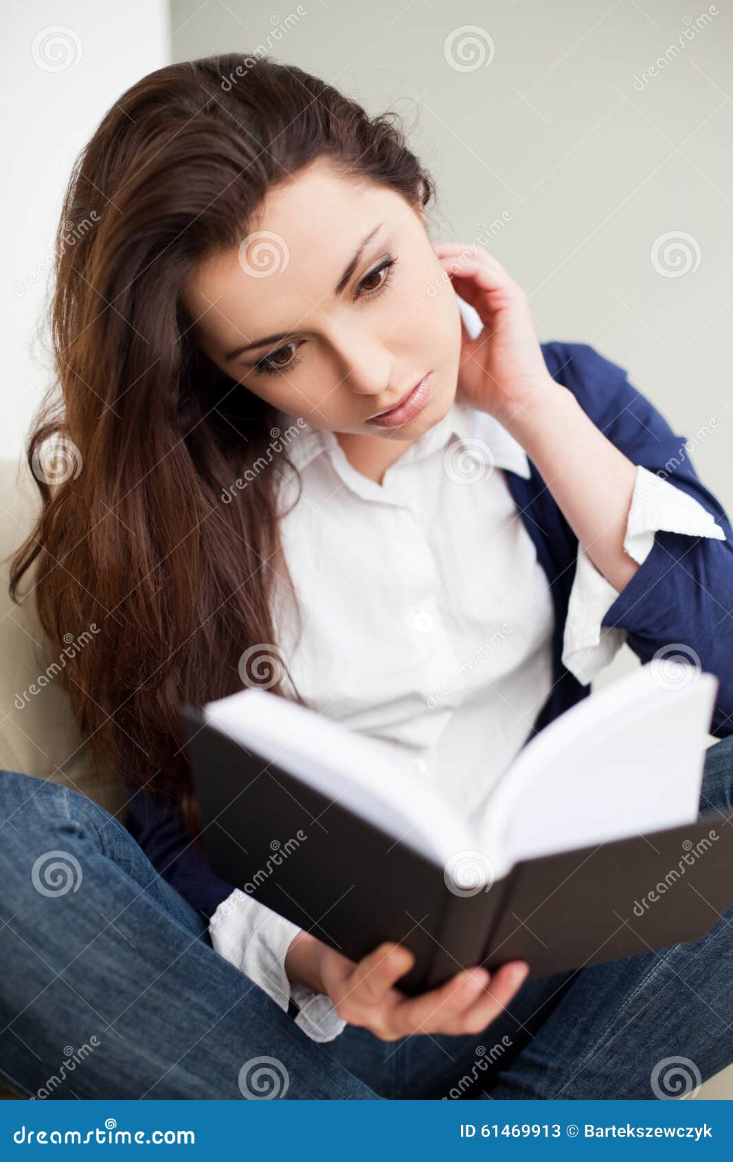 Young Woman Reading Book at Home Stock Image - Image of life, indoors ...