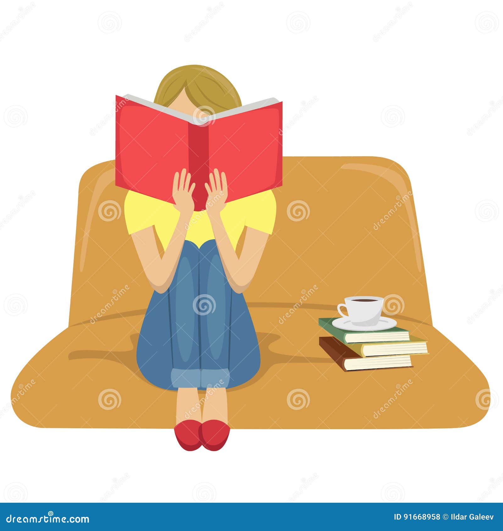 Woman Reading Book At Home Girl Sitting On Chair At Table Female