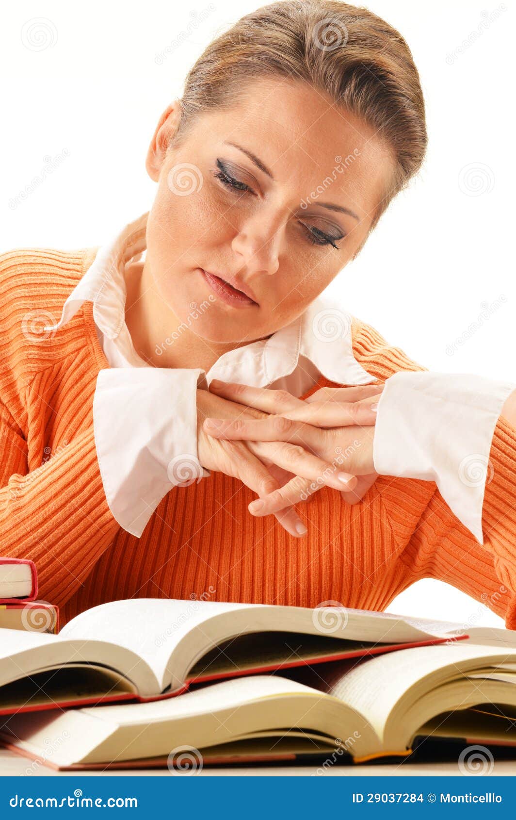 Young Woman Reading a Book. Student Learning Stock Photo - Image of ...