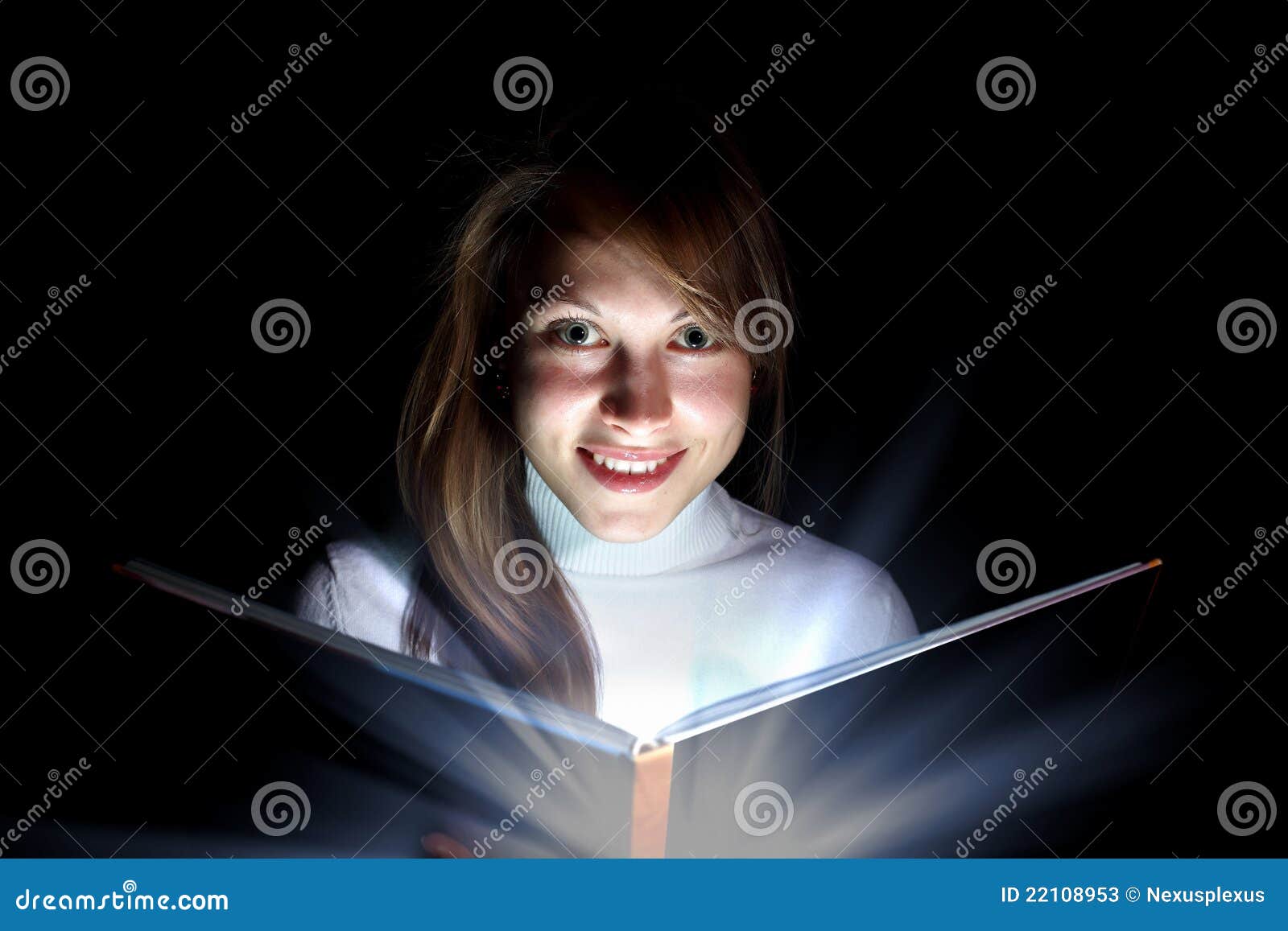 Young Woman Reading a Magic Book Stock Image - Image of books, gorgeous ...
