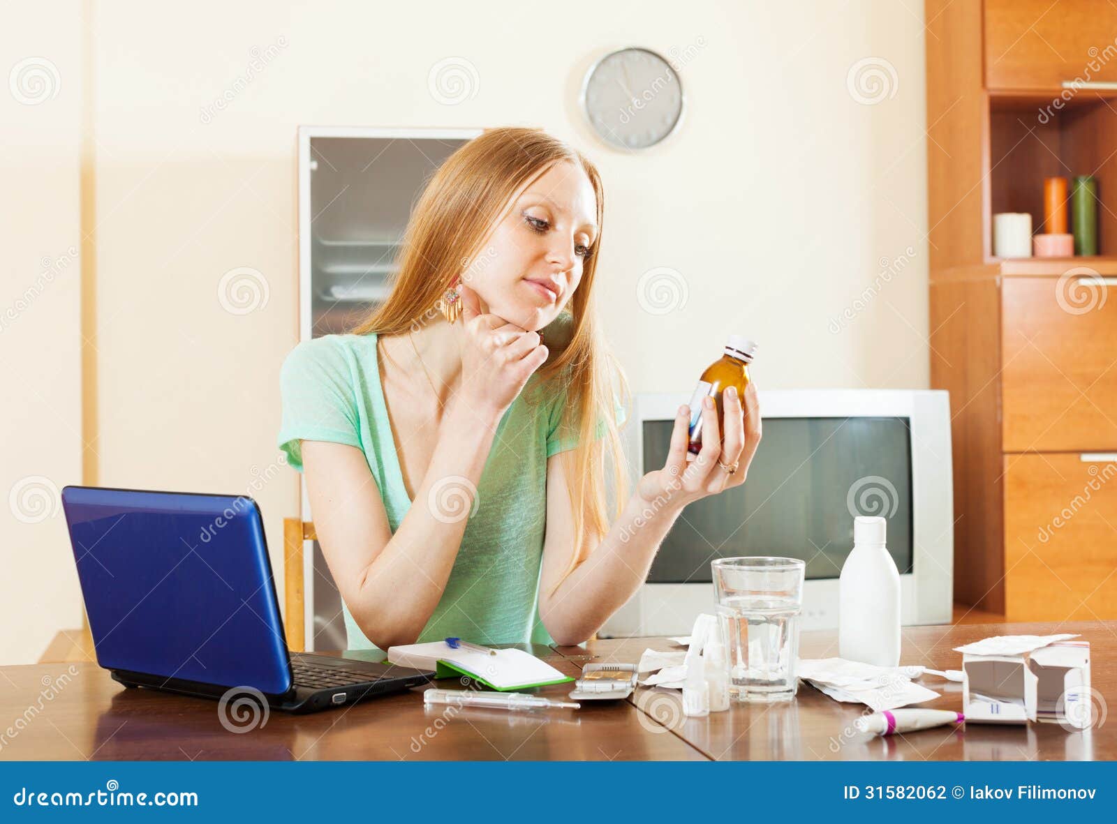 Young Woman Reading about Medications Stock Photo - Image of drugs ...