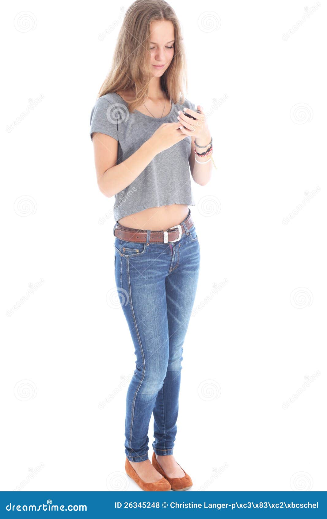 Young Woman Reading a Text Message Stock Photo - Image of attractive ...