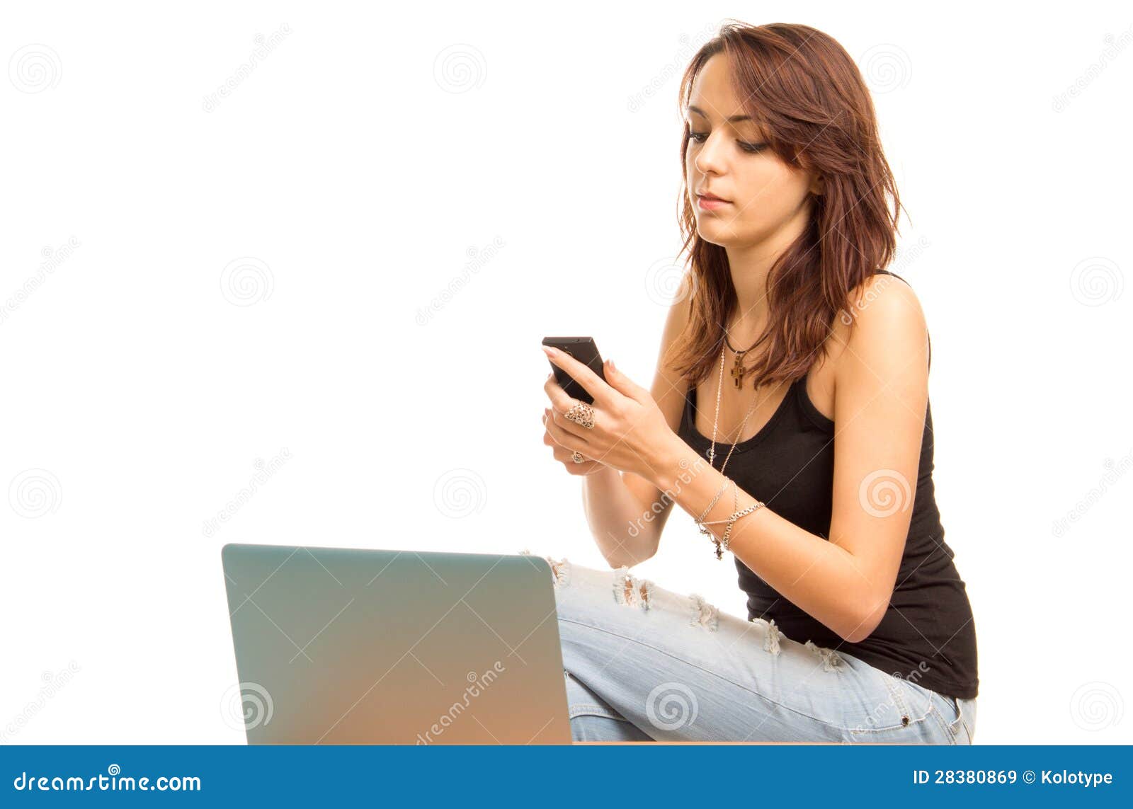Young Woman Reading a Text Message Stock Image - Image of career ...
