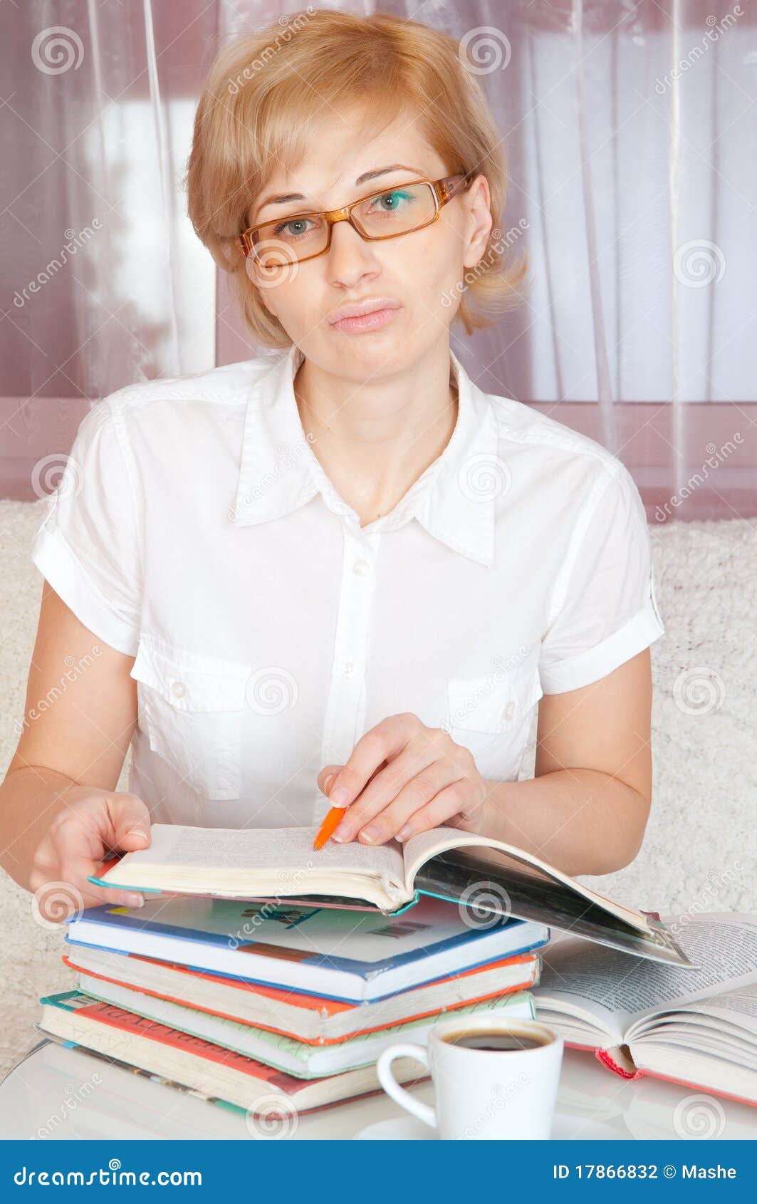 Young woman reads book stock photo. Image of laughing - 17866832