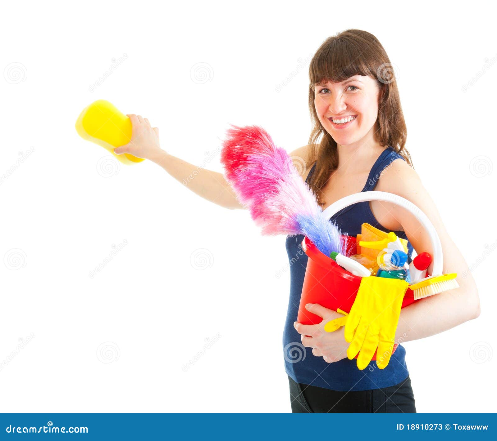 Young Woman is Ready for Cleaning Stock Image - Image of detergent ...