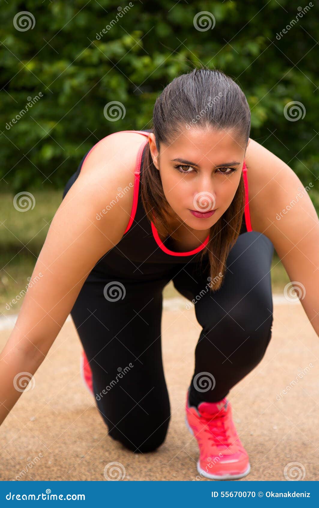 Young Woman Ready To Run Position Stock Photo - Image of leisure ...