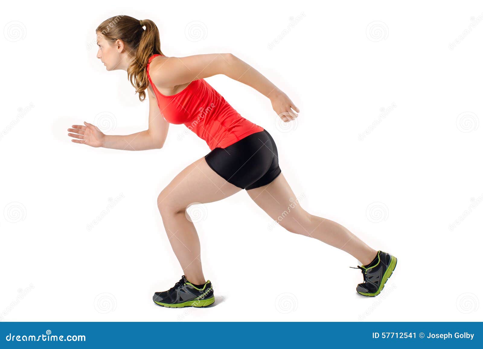 Young Woman Ready To Run Race Female Sports Athlete Runner Stock Image